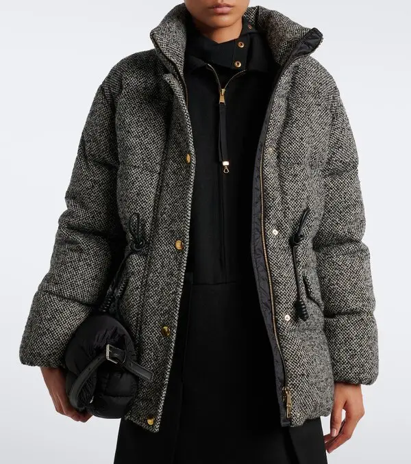 Moncler Wool-blend Tweed Down Jacket