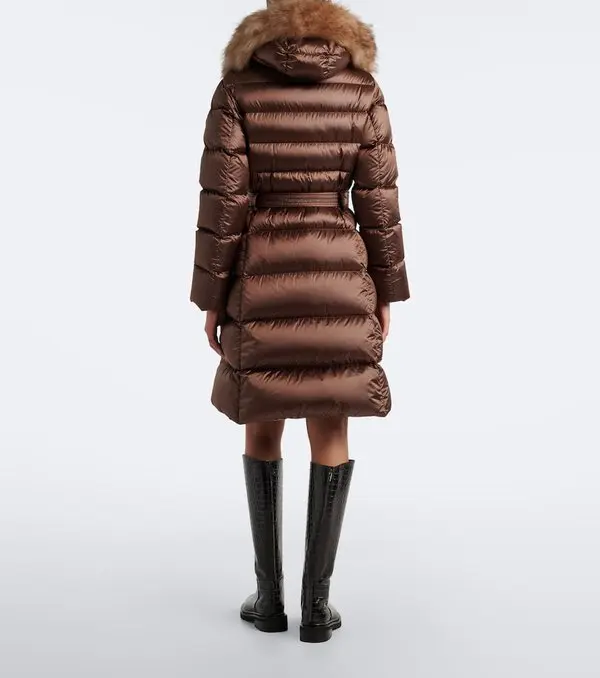 Moncler Shearling-trimmed Down Coat