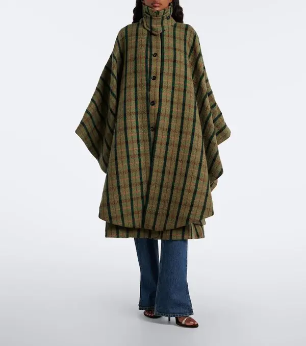 Chloé Checked Wool Poncho