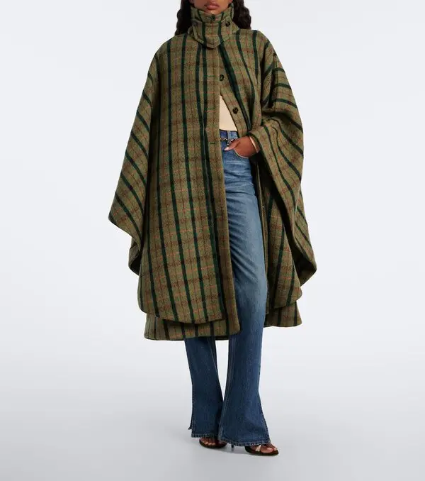 Chloé Checked Wool Poncho