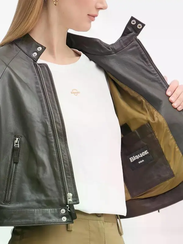 BLAUER. Lorette Cropped Leather Jacket