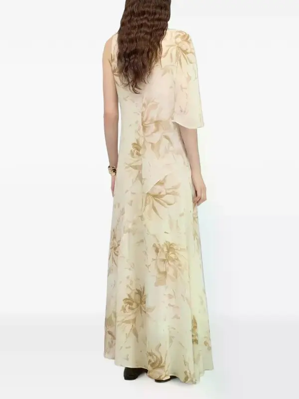 SEMICOUTURE Serena Floral-print One-shoulder Maxi Dress