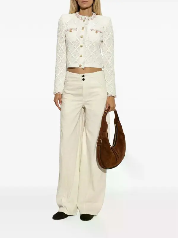 SELF-PORTRAIT Embellished Diamond-knit Cardigan
