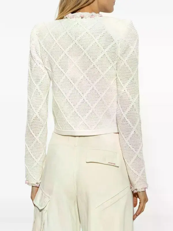 SELF-PORTRAIT Embellished Diamond-knit Cardigan