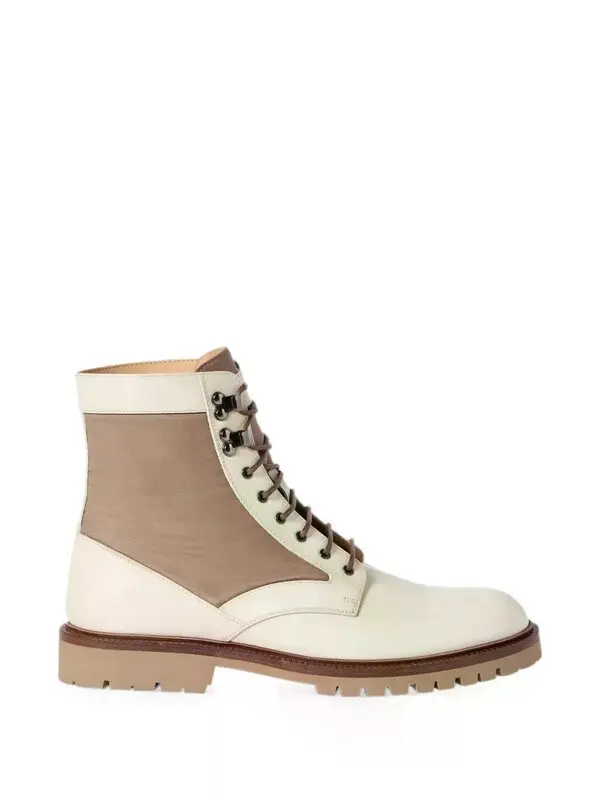 Brunello Cucinelli Polished Calfskin And Techno Cotton Boots