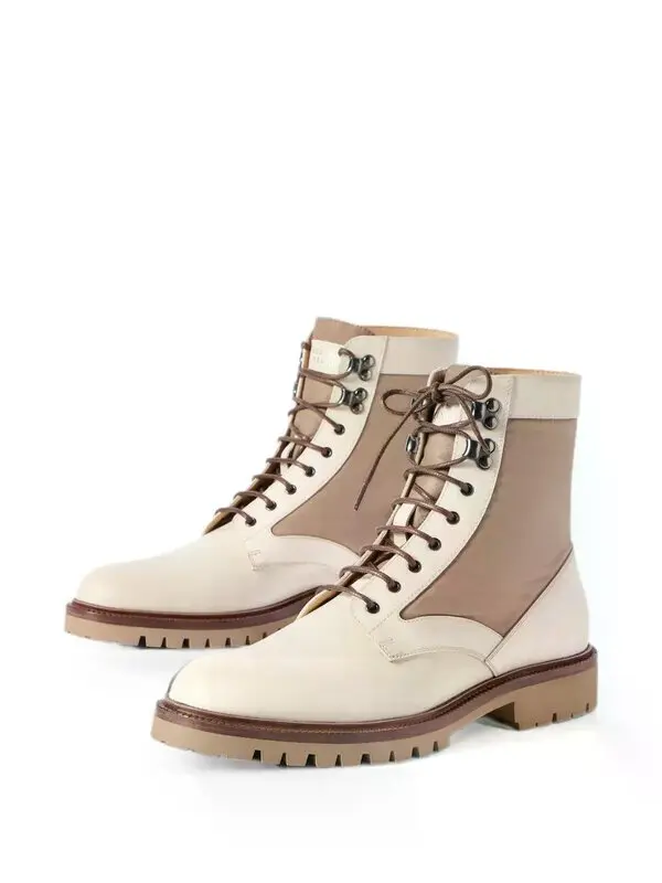Brunello Cucinelli Polished Calfskin And Techno Cotton Boots