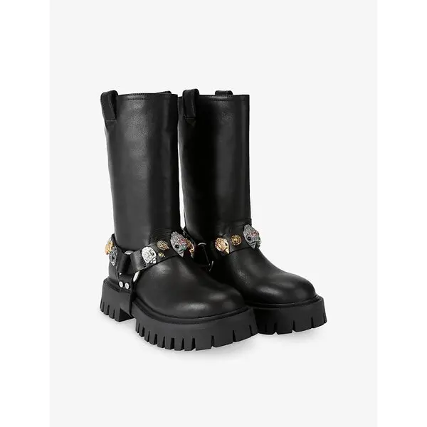 Kurt Geiger Eagles Harness Leather Biker Boots