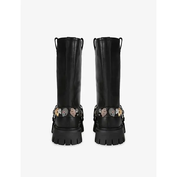 Kurt Geiger Eagles Harness Leather Biker Boots