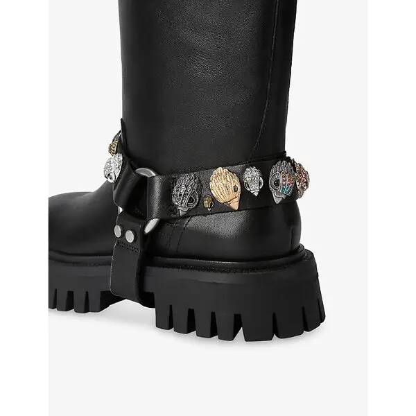 Kurt Geiger Eagles Harness Leather Biker Boots