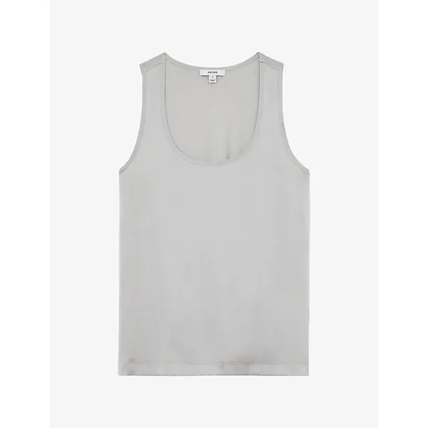 REISS Ruby Scoop-neck Satin Vest Top - Grey