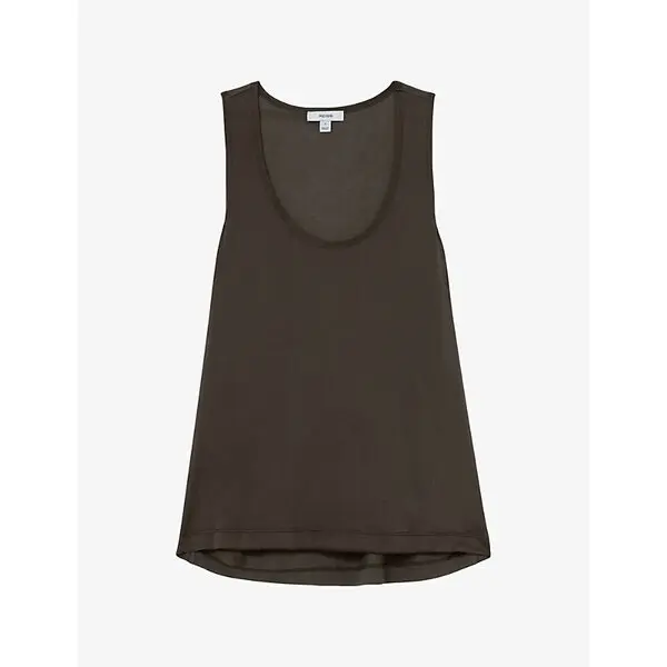REISS Ruby Scoop-neck Satin Vest Top