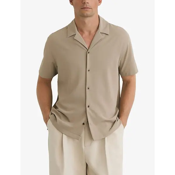 REISS River Stretch-textured Cuban Woven Shirt