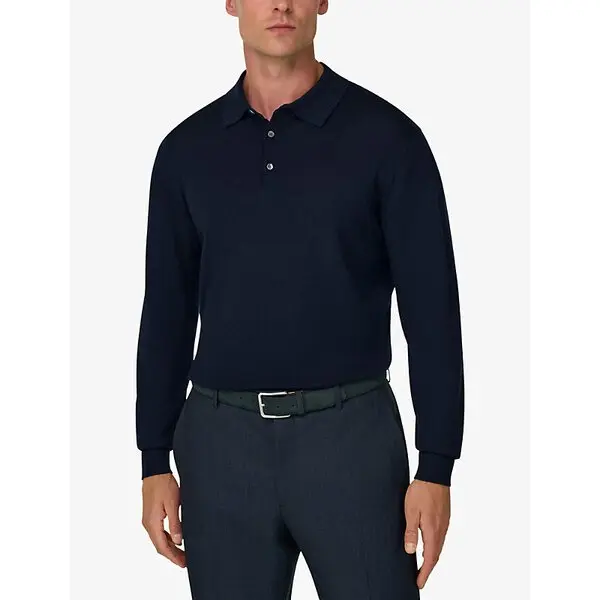 Boggi Milano Polo-collar Regular-fit Merino Wool Jumper