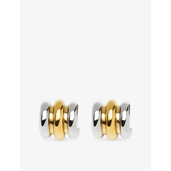 MISSOMA Triple Ridge Oversized 18ct Gold And Platinum Pvd-plated Stainless-steel Hoop Earrings - Mixed