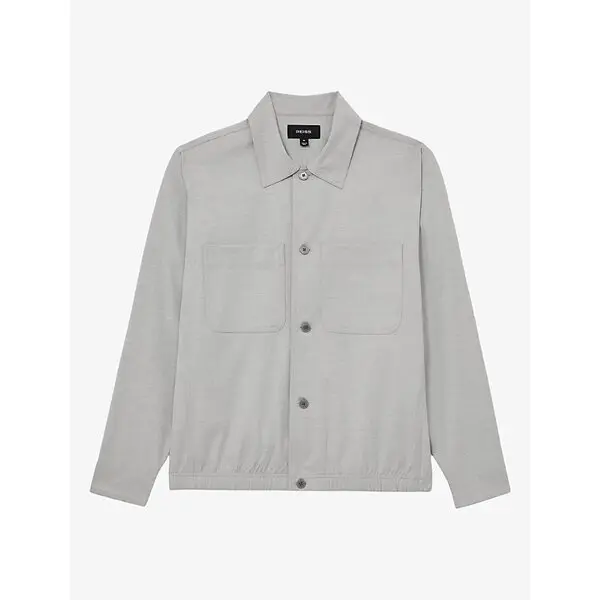 REISS Penge Pocket Brushed Woven Overshirt - Soft Grey