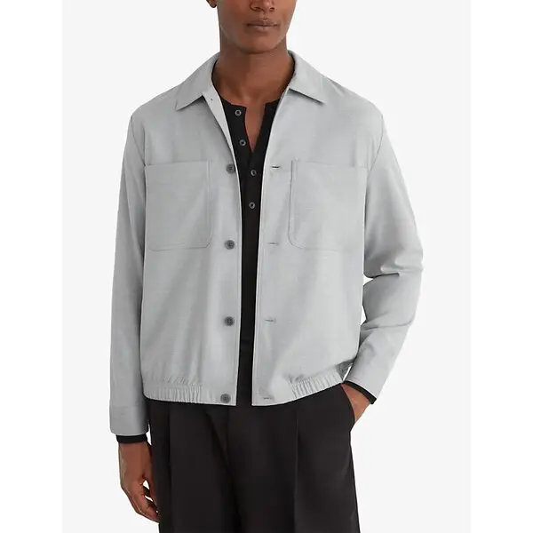 REISS Penge Pocket Brushed Woven Overshirt - Soft Grey