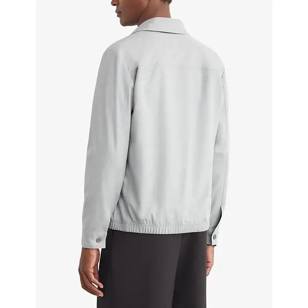 REISS Penge Pocket Brushed Woven Overshirt - Soft Grey