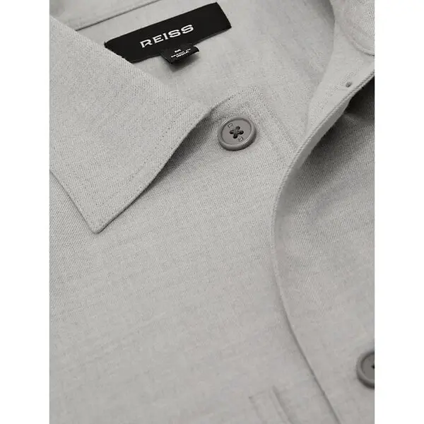 REISS Penge Pocket Brushed Woven Overshirt - Soft Grey