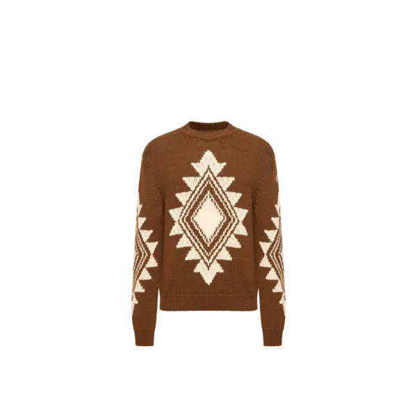Moncler Geometric Jacquard Wool Blend Jumper