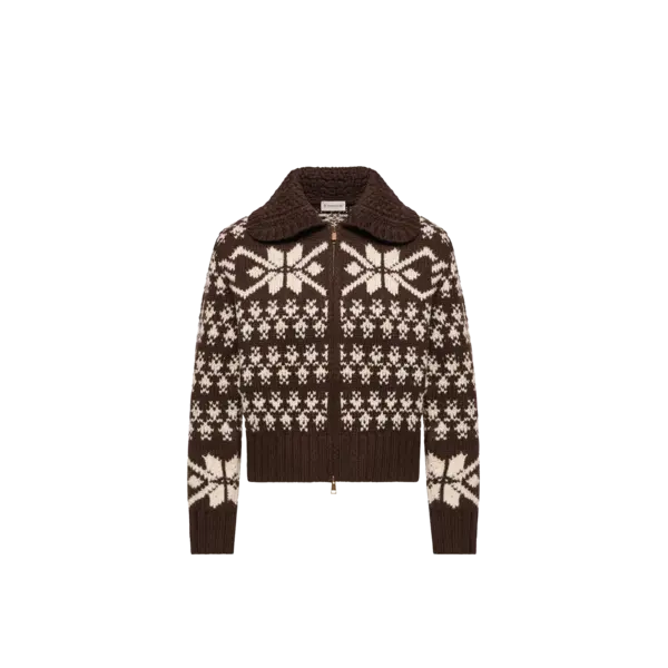 Moncler Jacquard Sequin Zip-up Cardigan - Brown