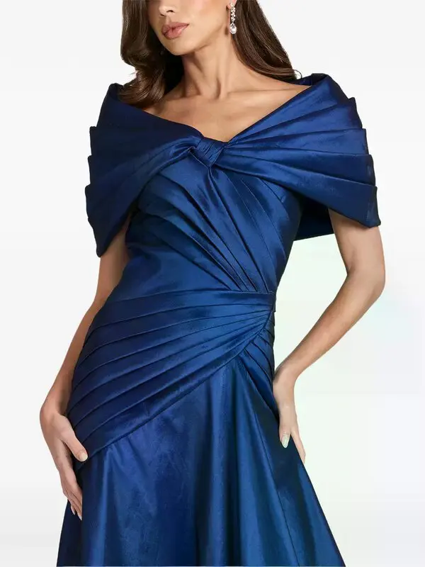 Tadashi Shoji Pleated Off-shoulder Maxi Gown