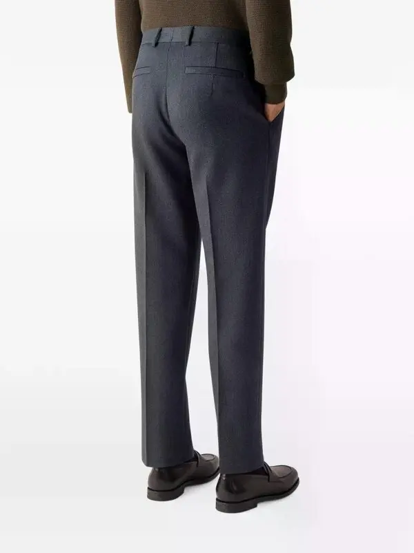 Zegna Dark Mélange Wool And Cashmere Pants