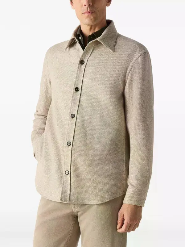 Zegna Light Beige Cashmere And Silk Overshirt