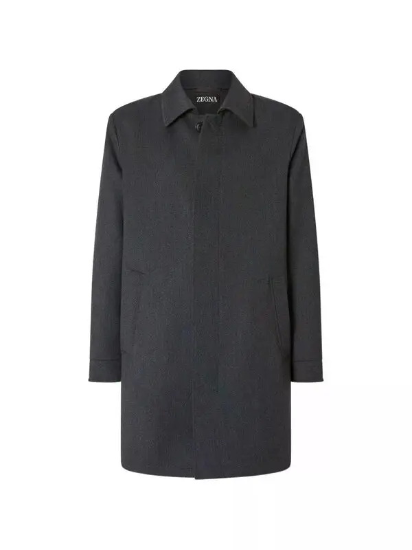 Zegna Black Mélange Wool And Cashmere Trench Coat