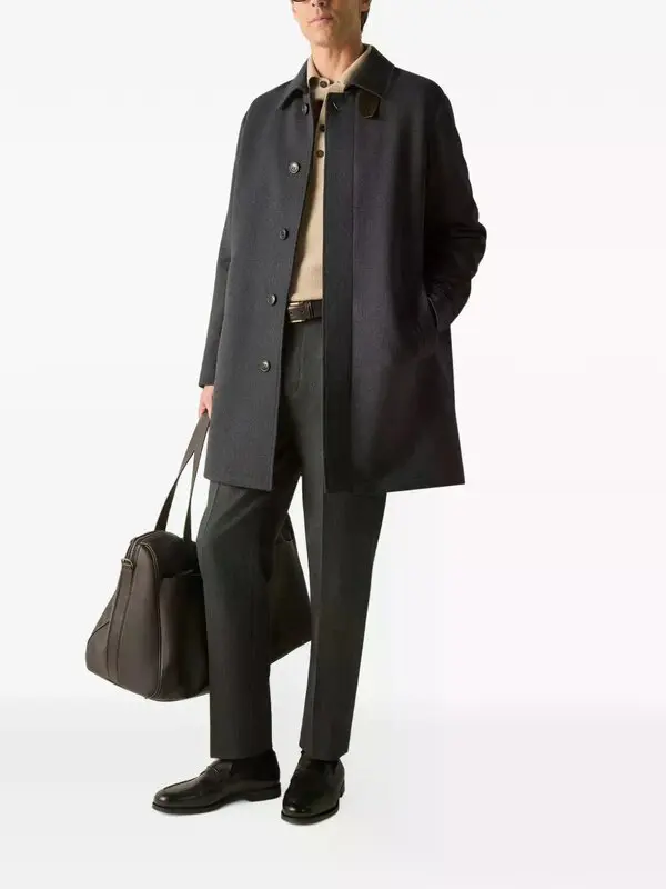 Zegna Black Mélange Wool And Cashmere Trench Coat