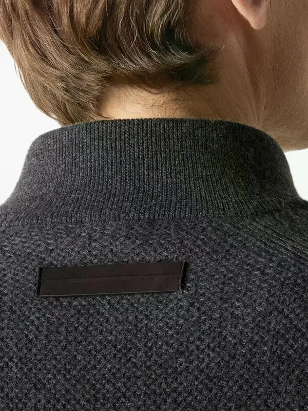 Zegna Dark Mélange Oasi Cashmere Zip Mock Sweater
