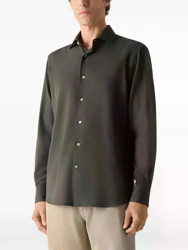 Zegna Dark Olive Cashco Shirt