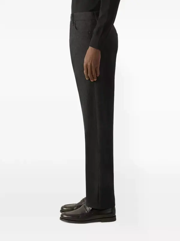 Zegna Dark Wool And Cashmere Roccia Pants