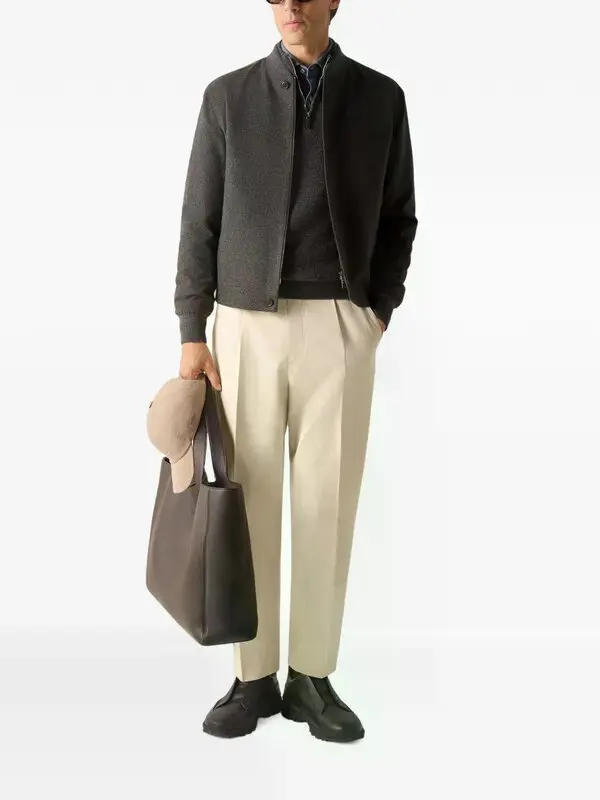 Zegna Cream White Cotton And Wool Pants