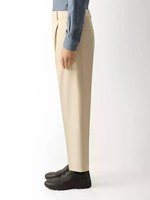 Zegna Cream White Cotton And Wool Pants