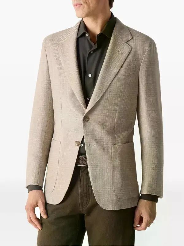 Zegna Light Beige Cashmere Silk And Linen Jacket