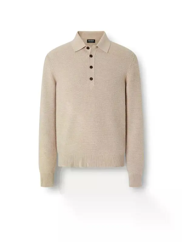 Zegna Cream White Mélange Oasi Cashmere Polo Shirt - Neutrals