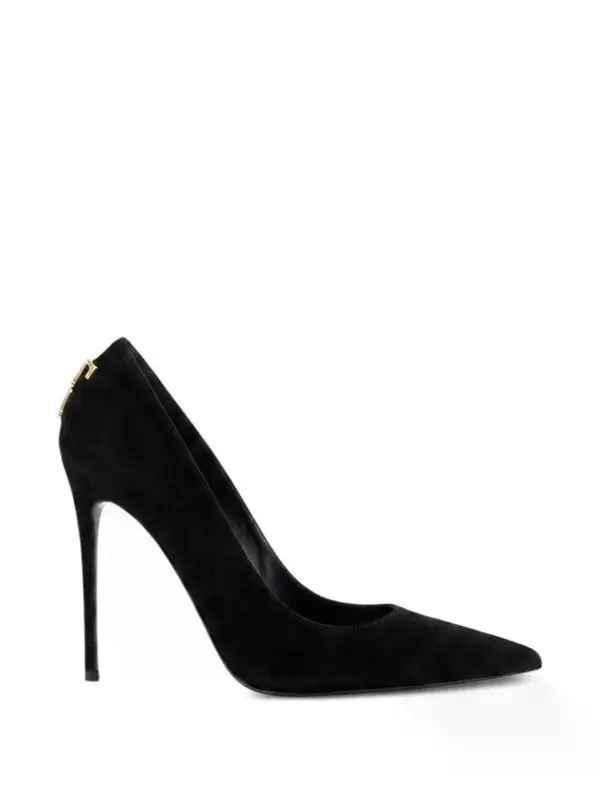 Elisabetta Franchi Suede Pump With Logo Detail - Black