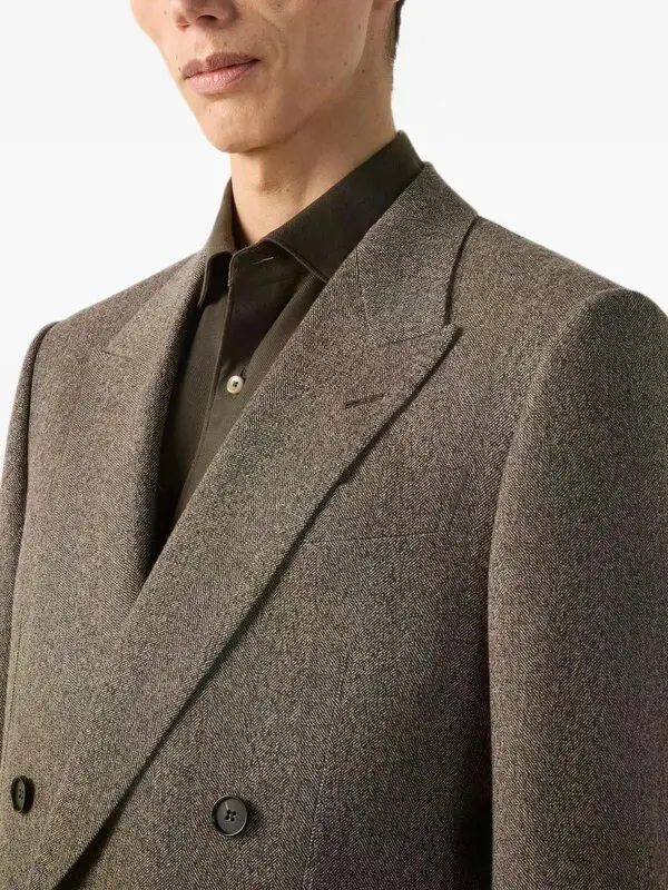 Zegna Light Beige And Dark Wool And Cashmere Jacket