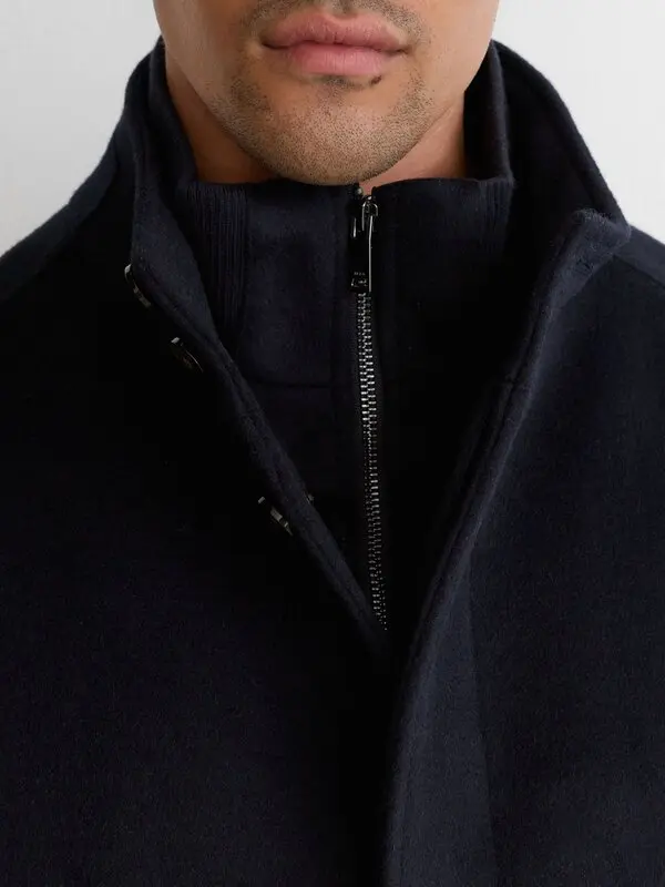 REISS Wool-blend Gilet-insert Single-breasted Coat - Navy