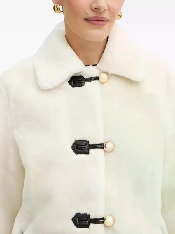 MORGAN Button-fastening Faux-fur Coat