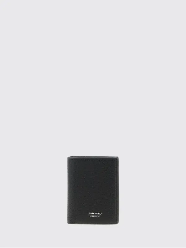 TOM FORD T-line Grained Calf Leather Bifold Card Holder With Laminated Logo