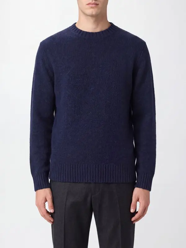KANGRA Wool And Cashmere Blend Crewneck Sweater With Ribbed Trims - Blue