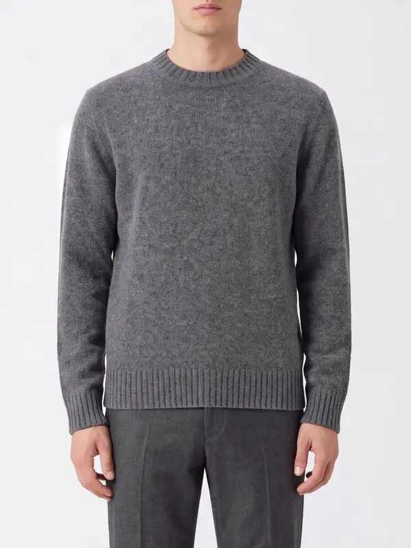 KANGRA Wool And Cashmere Blend Crewneck Sweater With Ribbed Trims - Grey