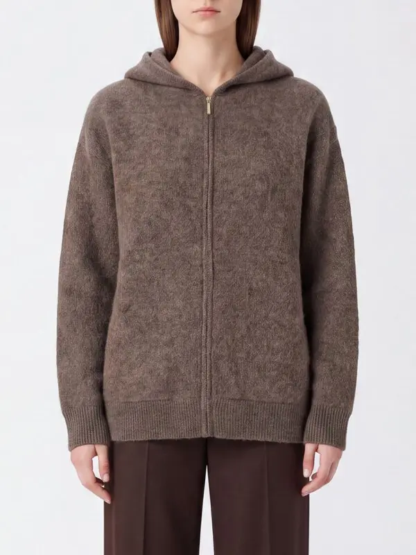 Max Mara Knitted Yak Zip-up Hoodie With Dropped Shoulders