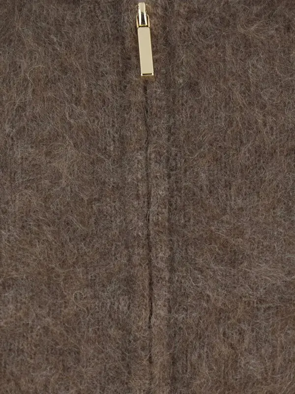 Max Mara Knitted Yak Zip-up Hoodie With Dropped Shoulders
