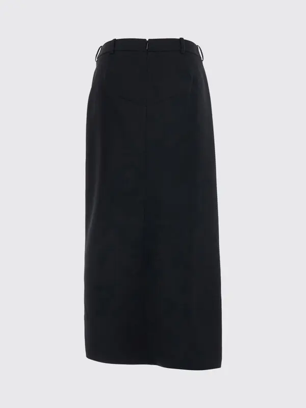 Givenchy High-waisted Asymmetric Wool Midi Skirt With Front Slit