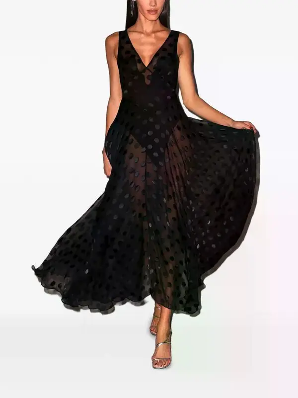 FLEUR DU MAL Polka-dot Sheer Midi Dress