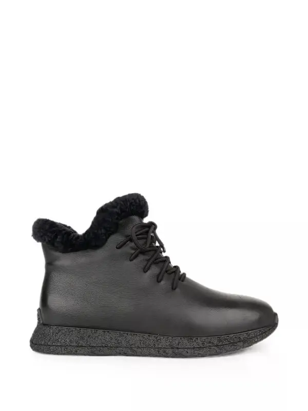 LINDA BAUMANN Shearling-trim Lace-up Sneakers - Black