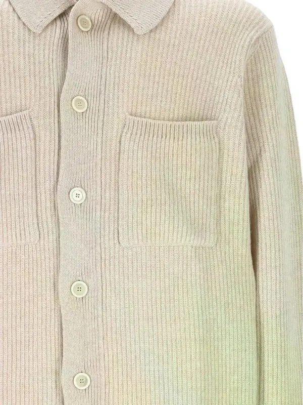 LARDINI Ribbed-knit Button-up Sweater