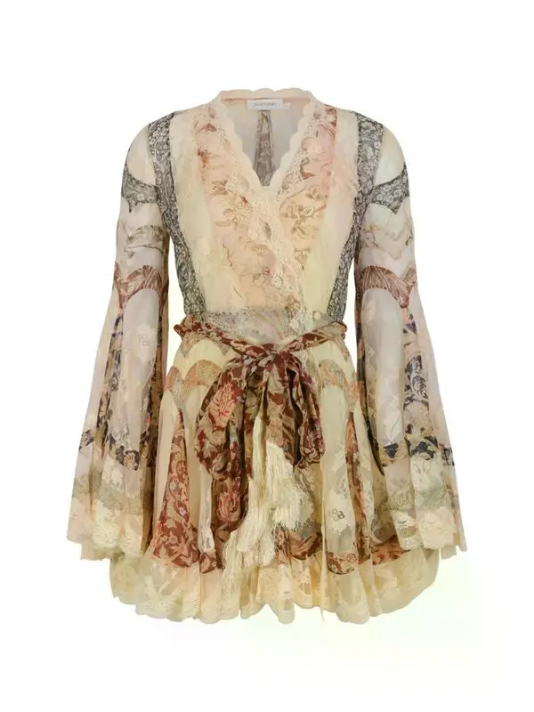 Zimmermann Valiant Panelled Wrap Mini Dress - Brown